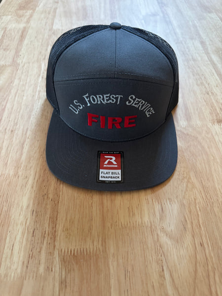 USFS FIRE HAT BLACK/GREY FLATBILL – Hotshot Coffee Roasters